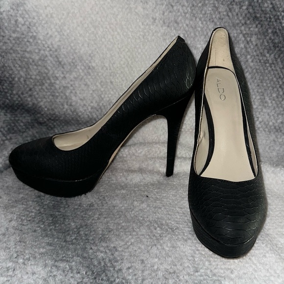 Aldo | Shoes | Black Aldo Snake Skin Heel | Poshmark